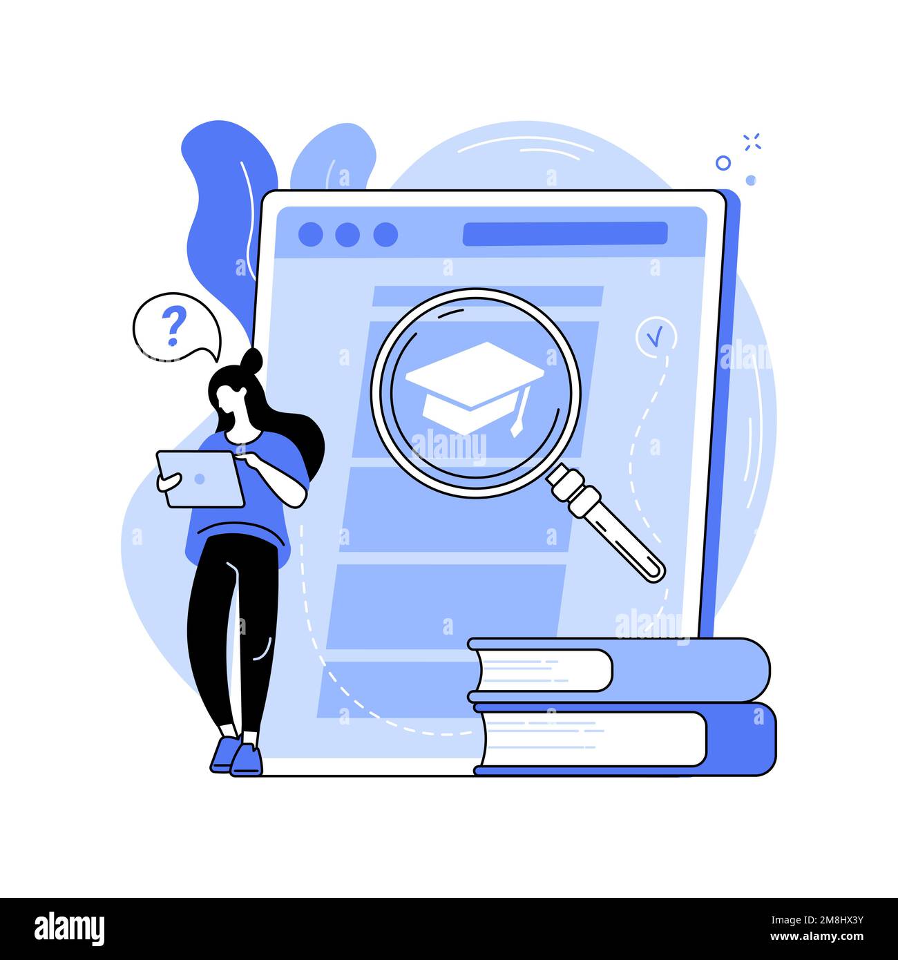 Choosing courses isolated cartoon vector illustrations. Thinking girl ...