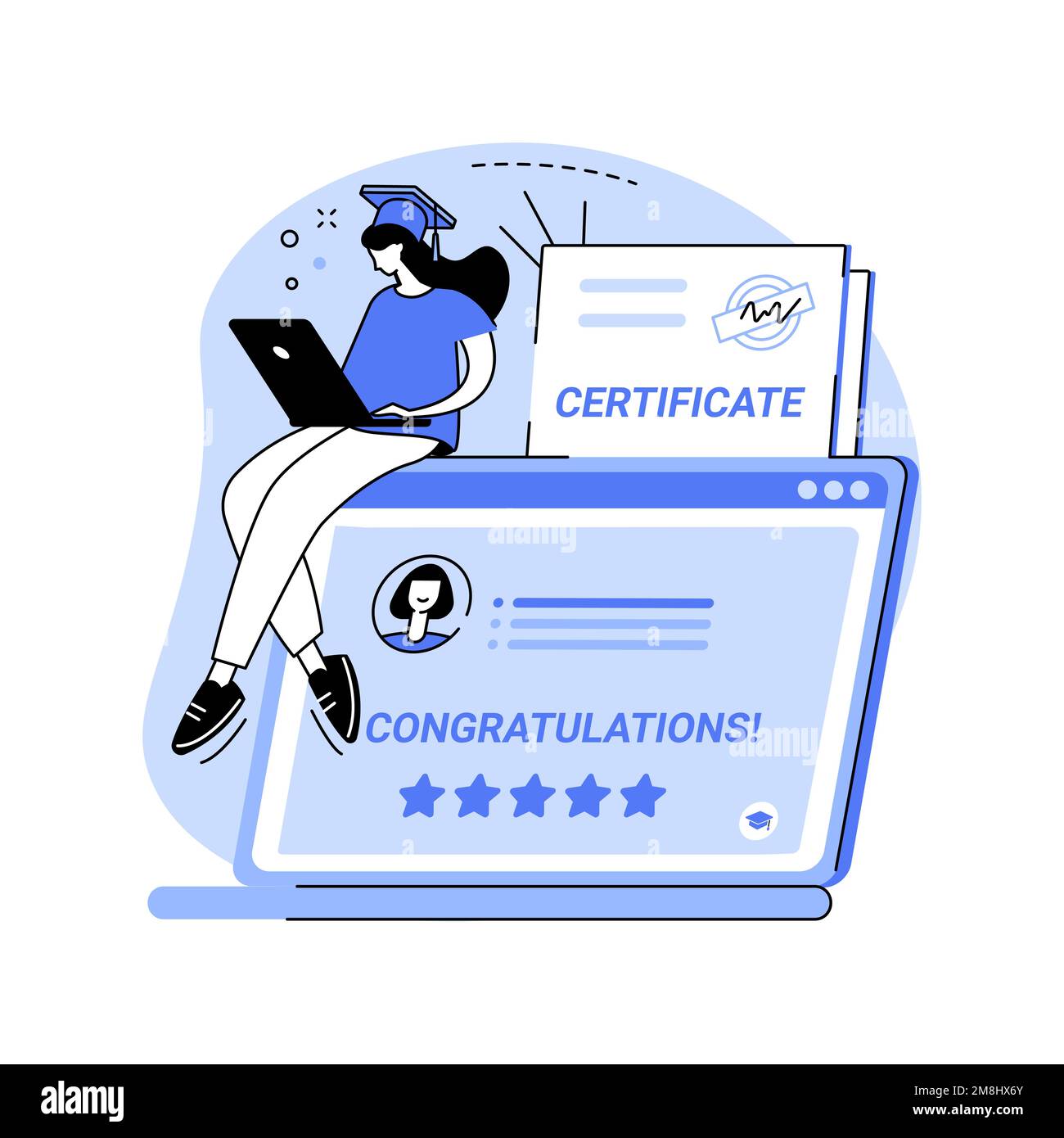 Get a digital diploma isolated cartoon vector illustrations. Happy girl ...