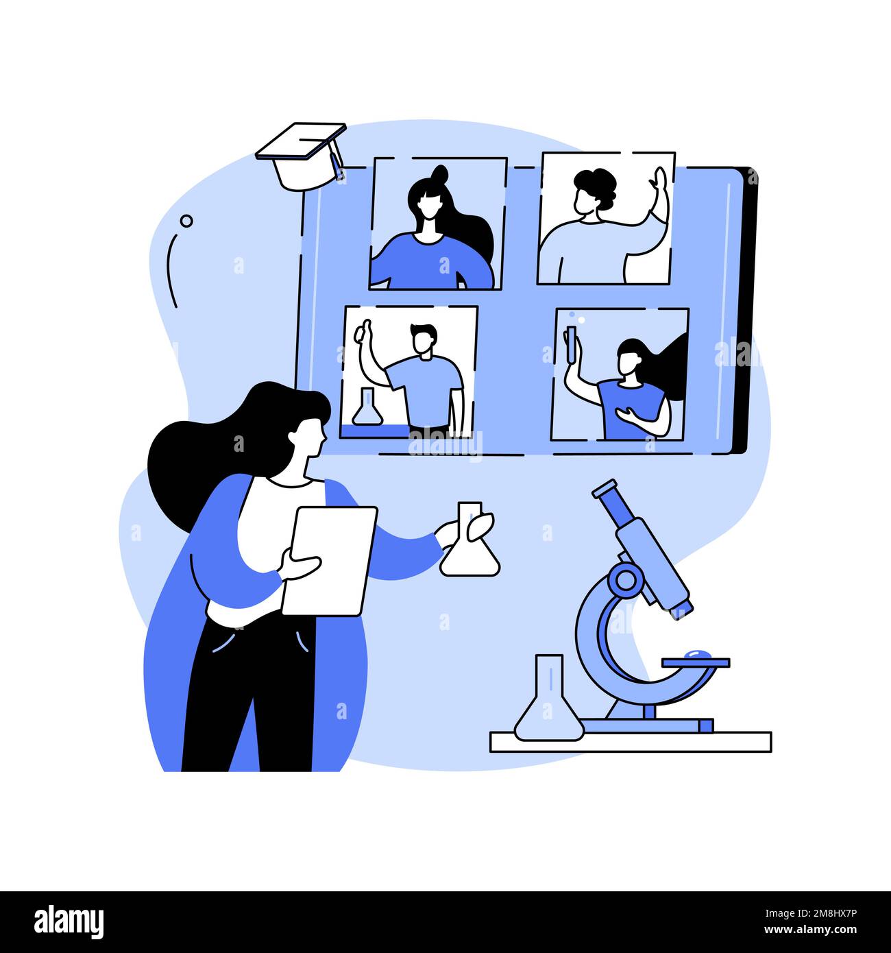 Remote learning isolated cartoon vector illustrations. Teacher giving ...