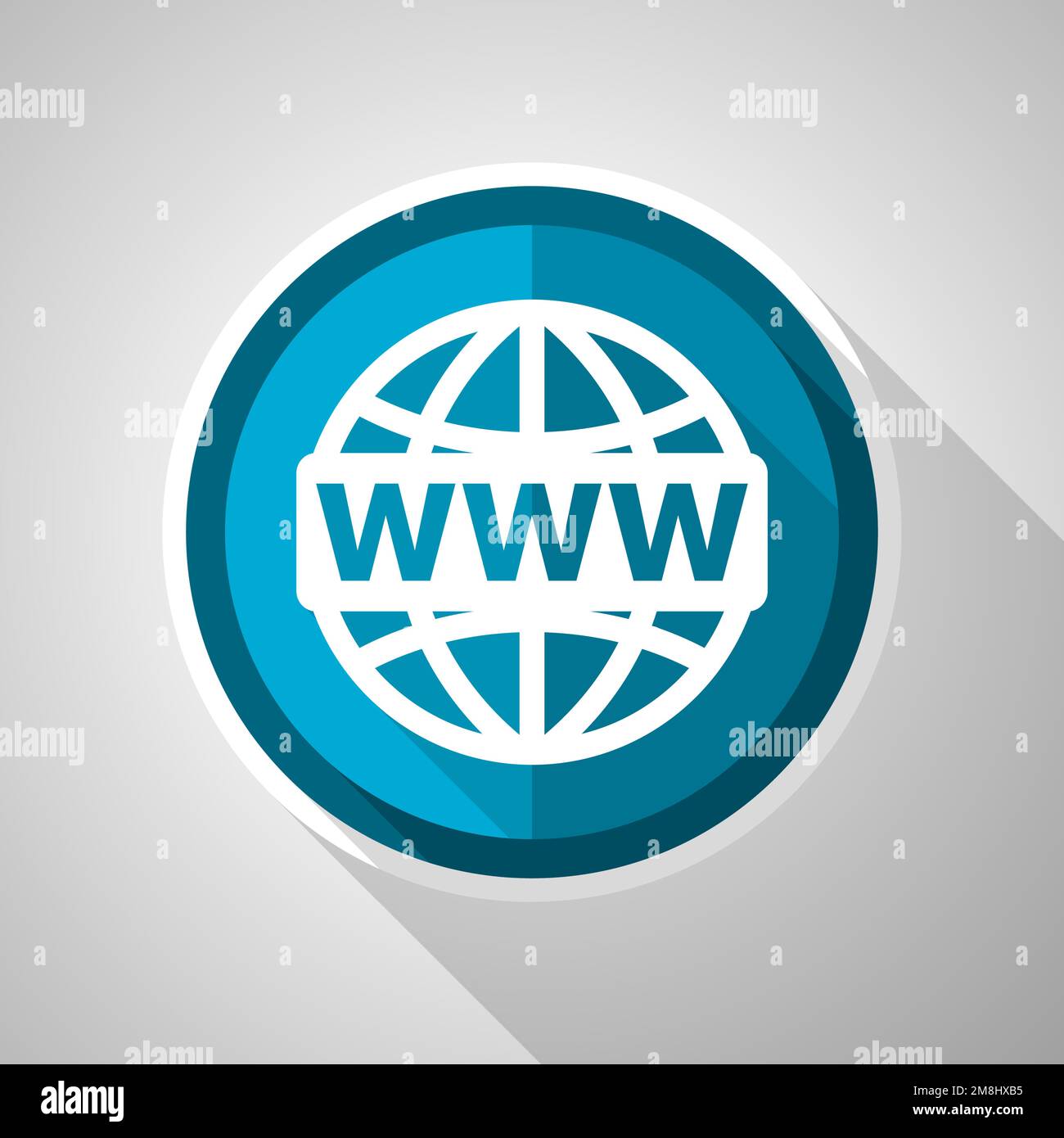 Web, www and internet symbol, flat design vector blue icon with long ...