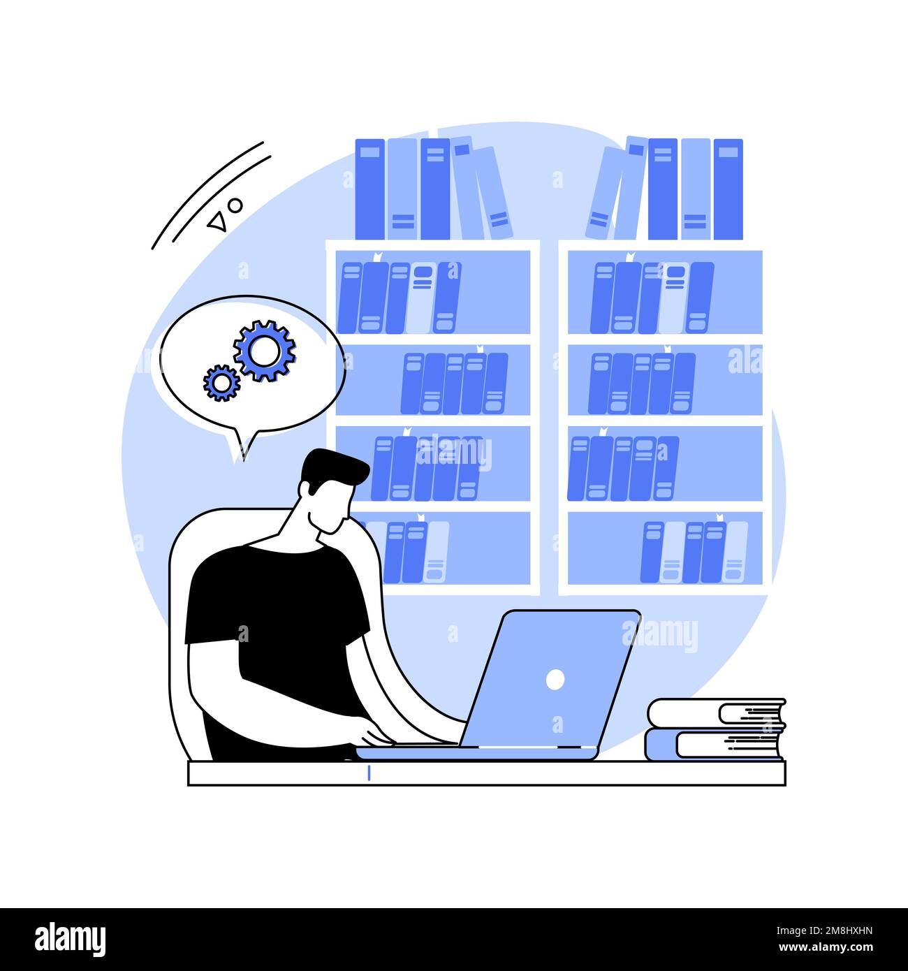 Solo study isolated cartoon vector illustrations. Young boy studying in ...