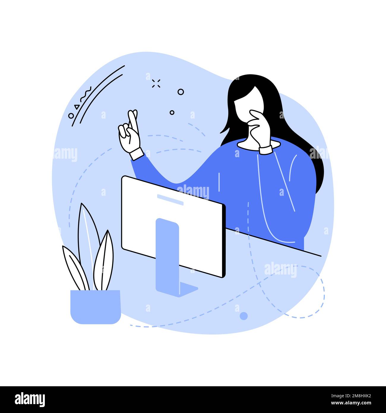 Waiting for results isolated cartoon vector illustrations. Nervous girl ...