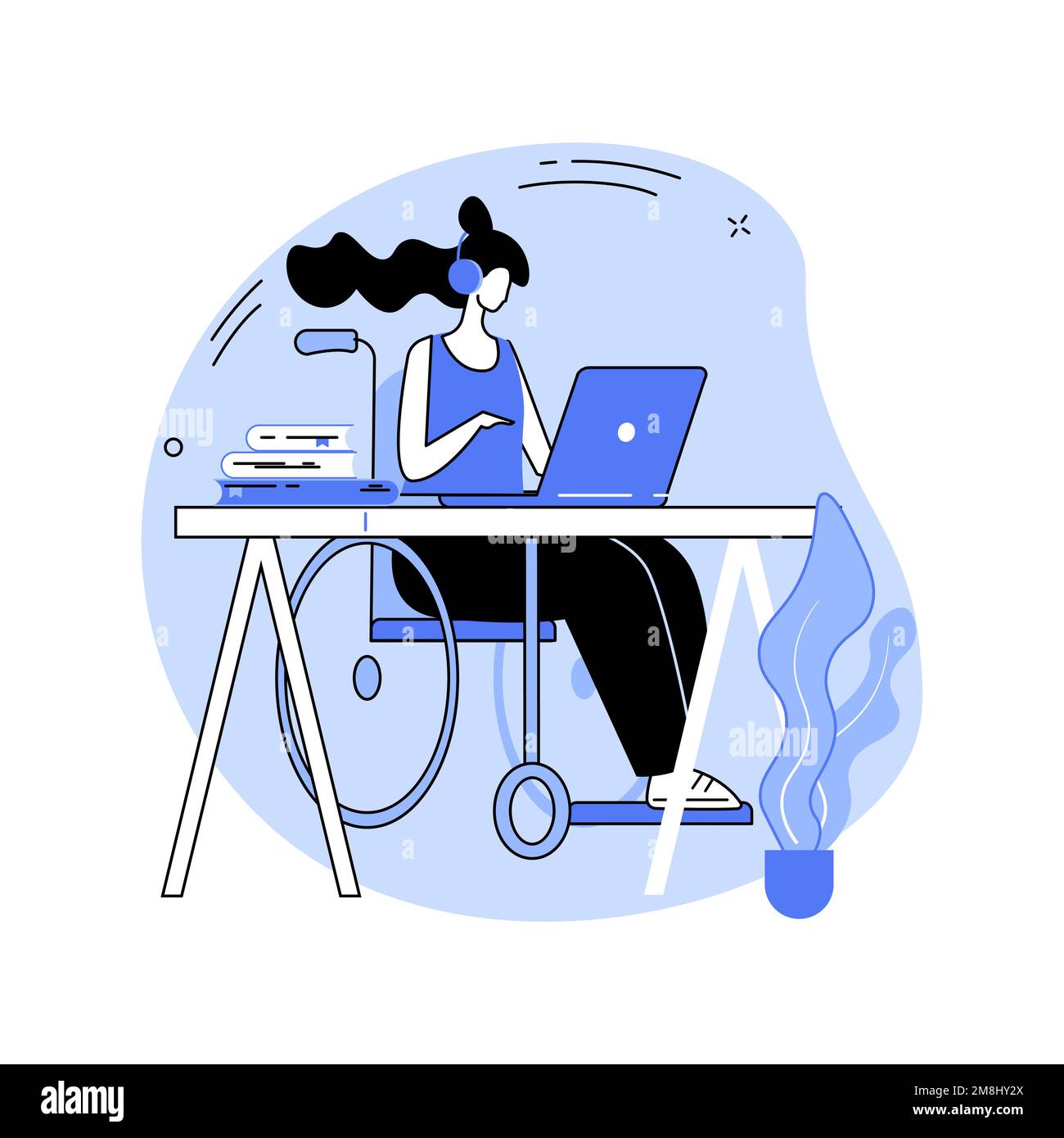 Distance learning isolated cartoon vector illustrations. Girl in ...