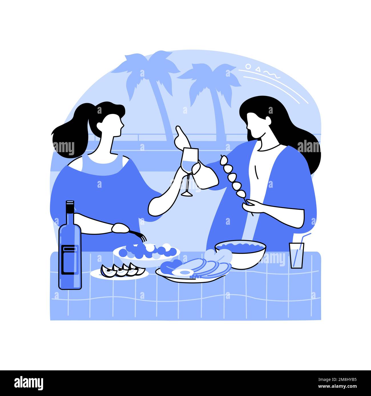 Tasting new food isolated cartoon vector illustrations. Attractive ...