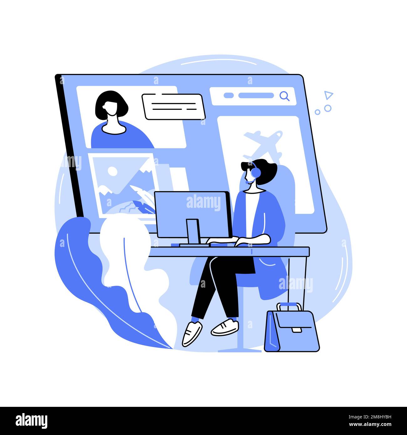 Contact travel agent isolated cartoon vector illustrations. Smiling ...