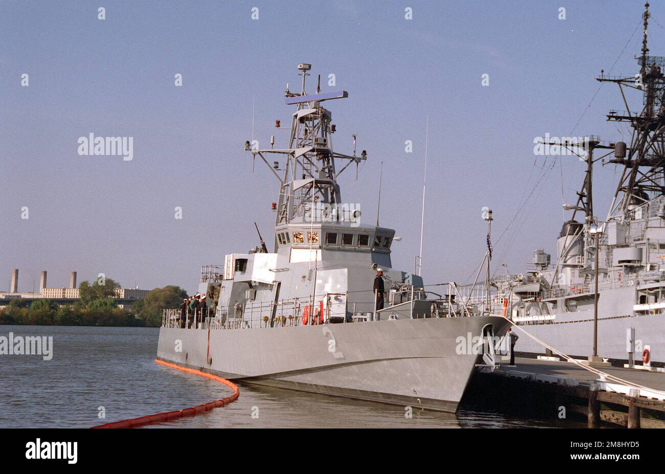 A starboard bow view of the coastal patrol ship USS TEMPEST (PC-2 ...