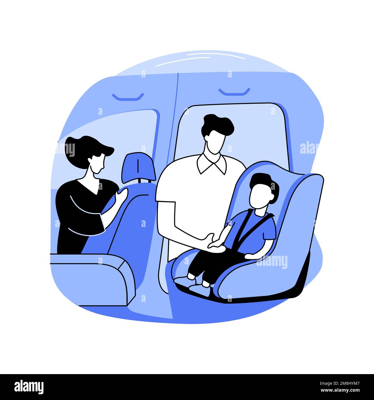 Safety first isolated cartoon vector illustrations. Father straps the ...