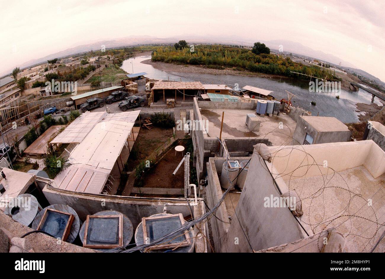A view of the backyard of the Military Coordination Center compound, in ...
