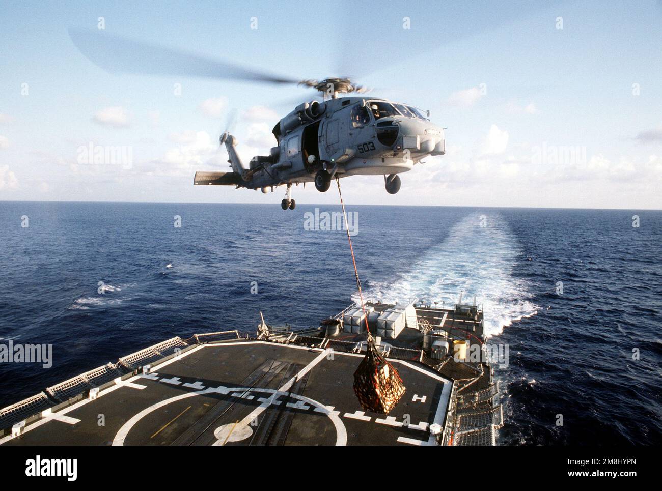 An SH-60B Seahawk helicopter of Light Helicopter Squadron 38 (HSL-38 ...