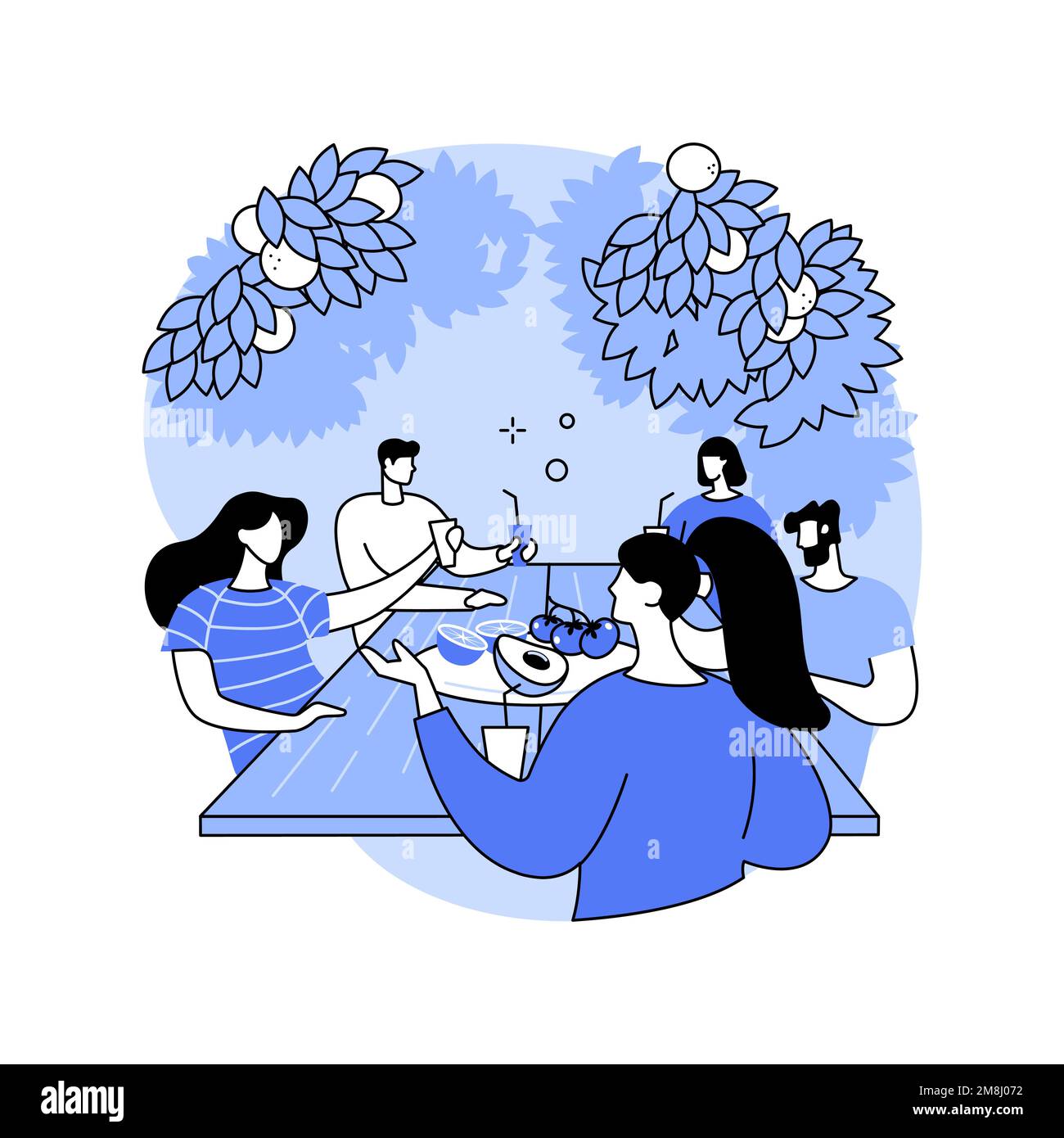 Detox retreat isolated cartoon vector illustrations. Group of people ...