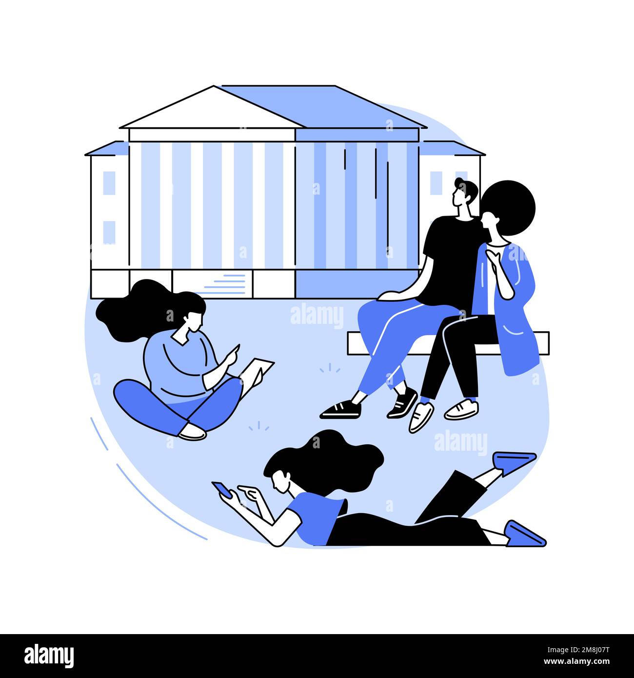 Before Lecture Isolated Cartoon Vector Illustrations Smiling Teenagers Talking Before Lecture