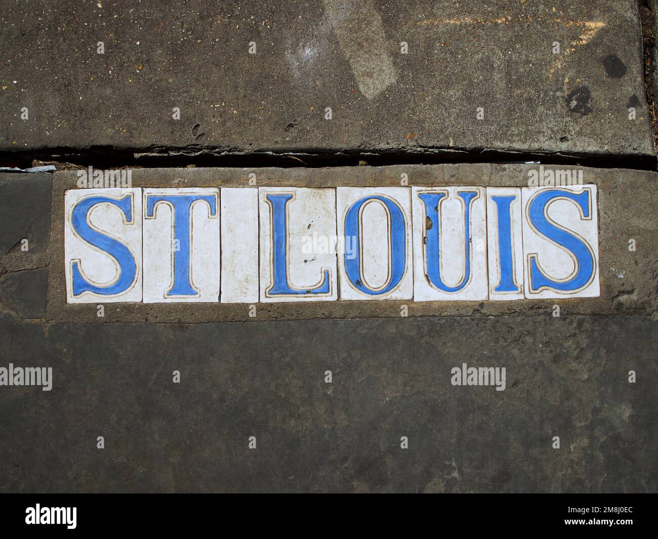 The sign of St. Louis Street in New Orleans. United States Stock Photo ...