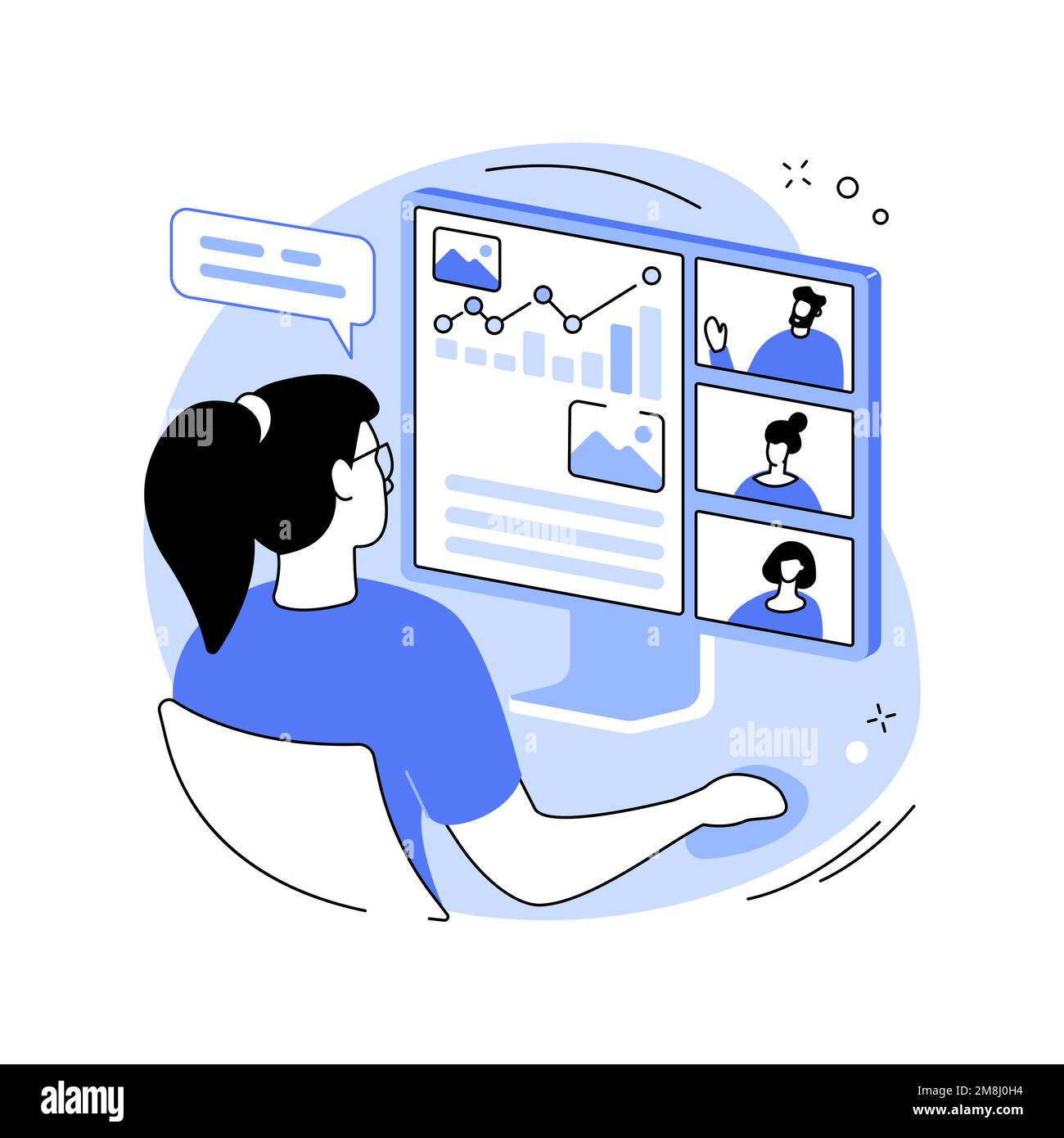 Video conferencing isolated cartoon vector illustrations. People ...