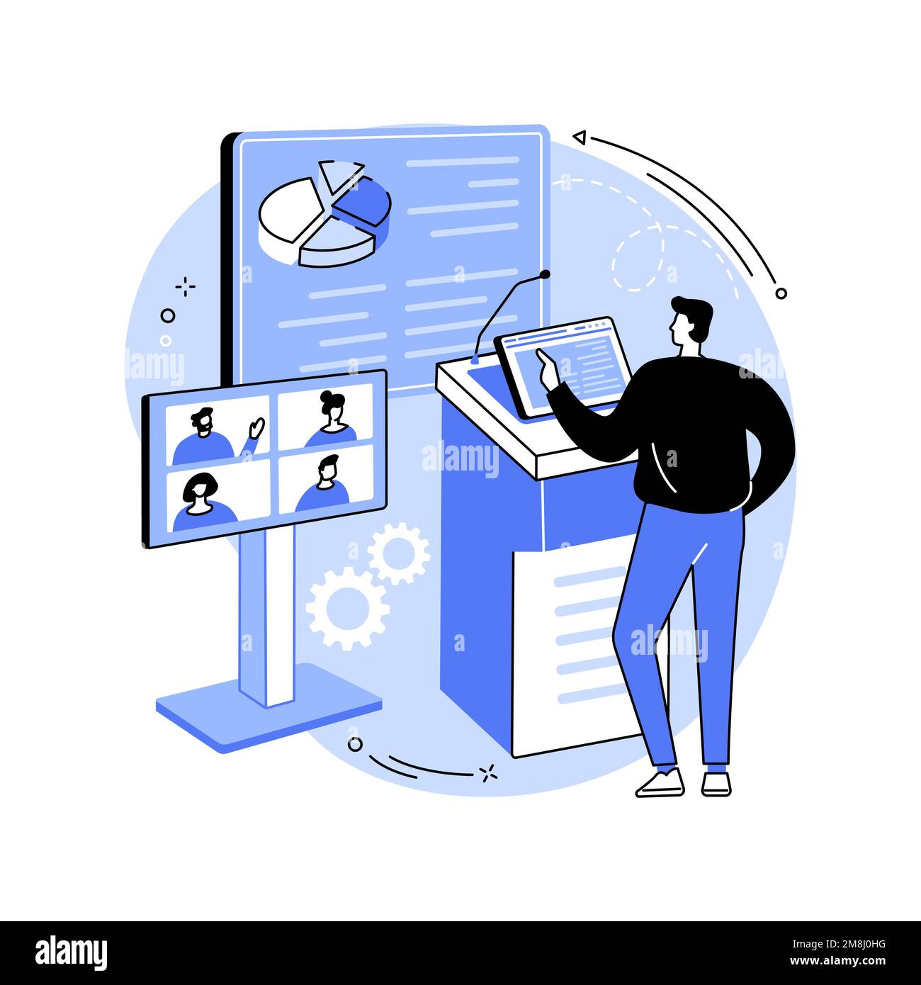 Digital podium isolated cartoon vector illustrations. Student uses ...