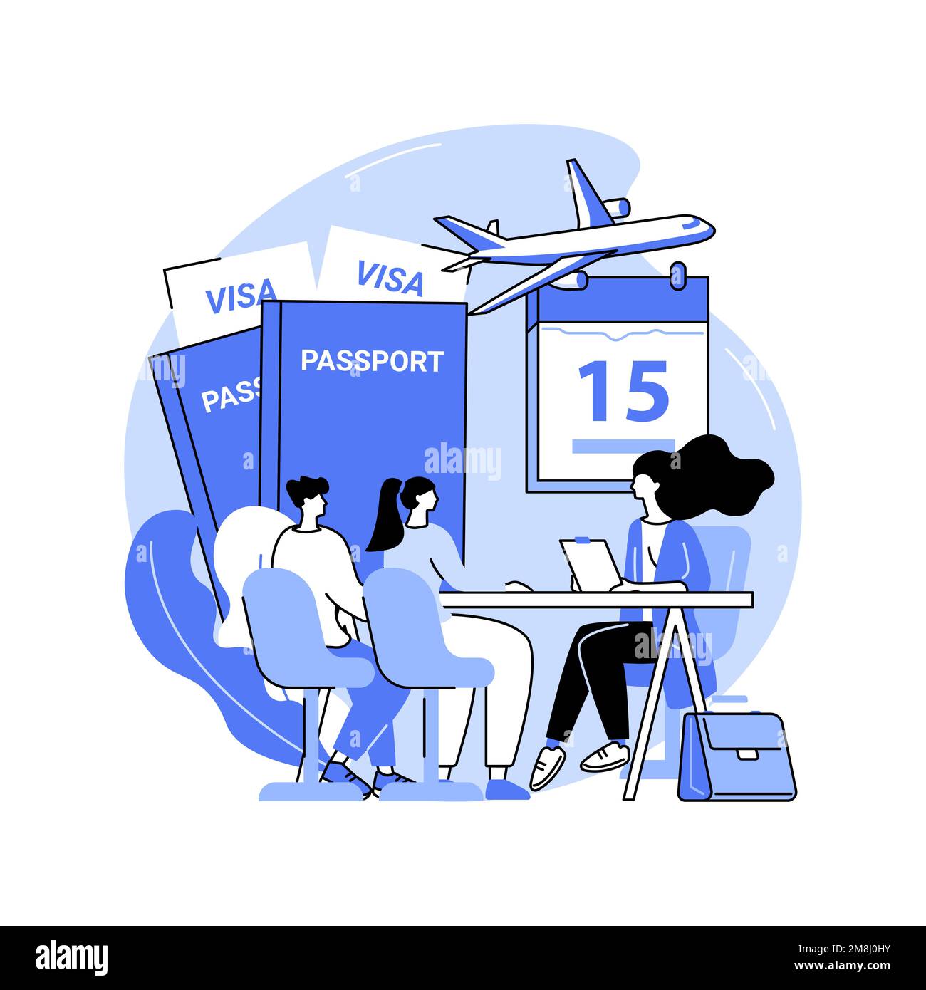 In the embassy isolated cartoon vector illustrations. Couple getting ...