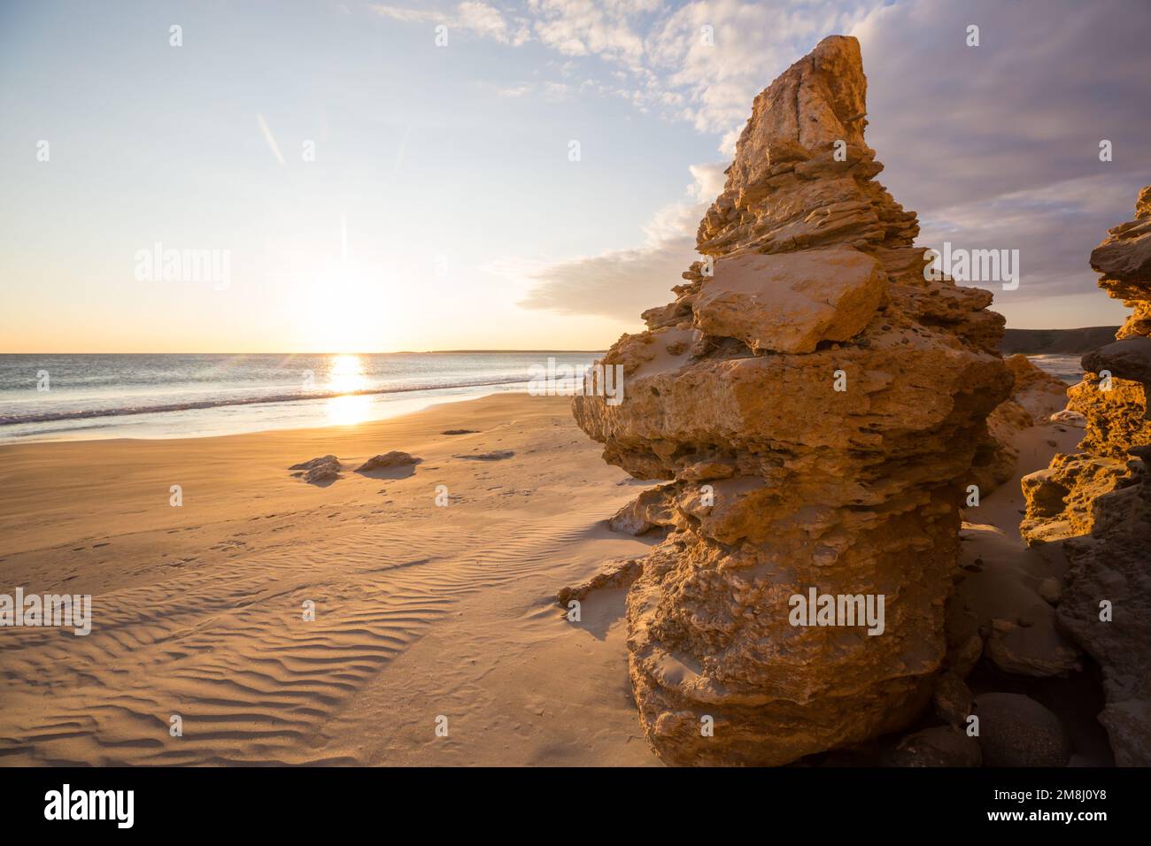 Sandy beach and dunes on the ocean coast. Baja California, Mexico Stock ...