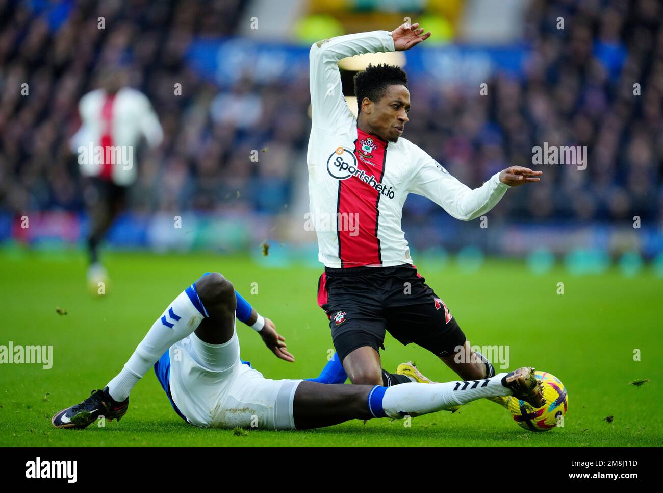 Southampton's Kyle Walker-Peters, right, duels for the ball with ...