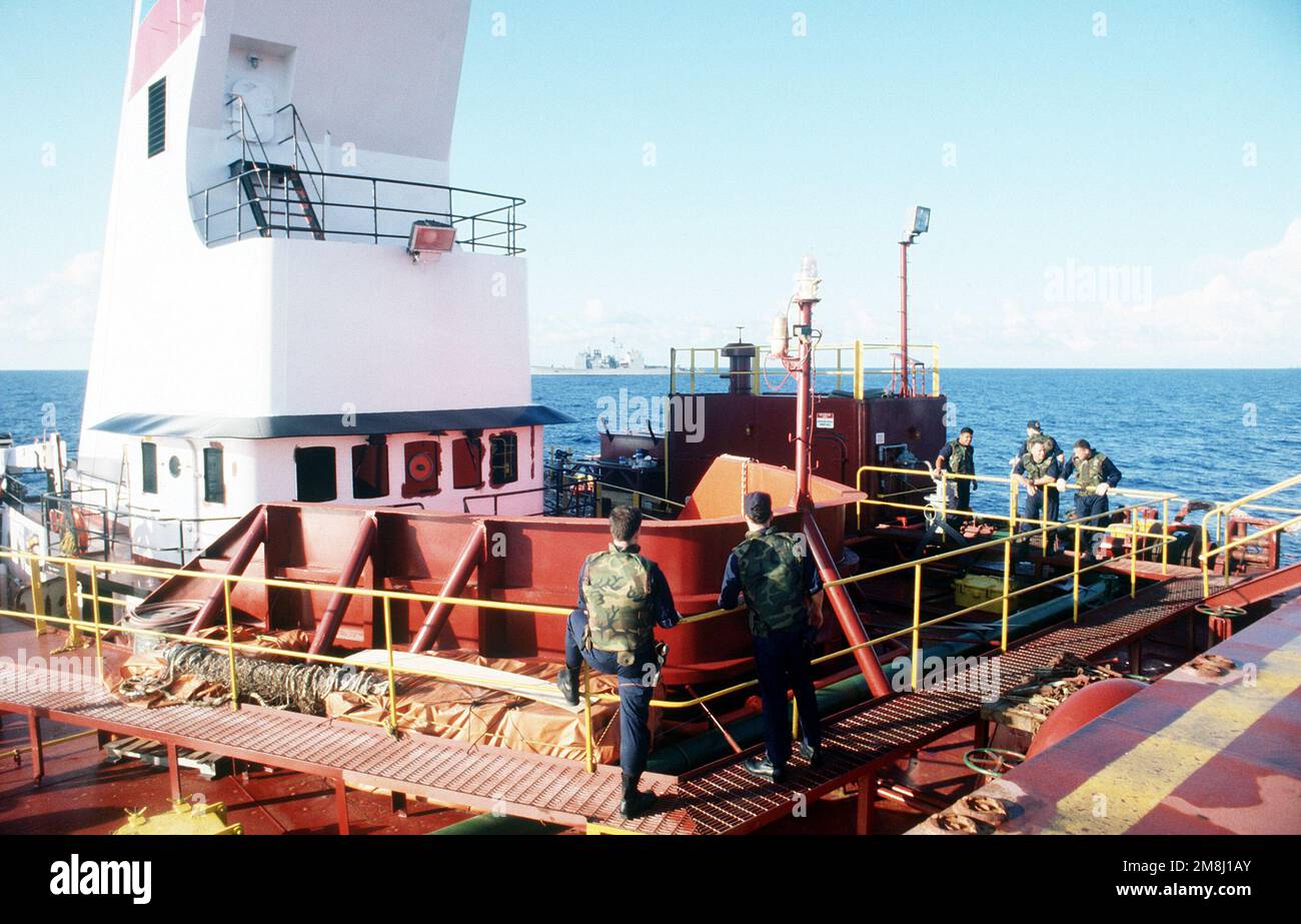 The boarding party from the Ticonderoga class guided missile cruiser ...