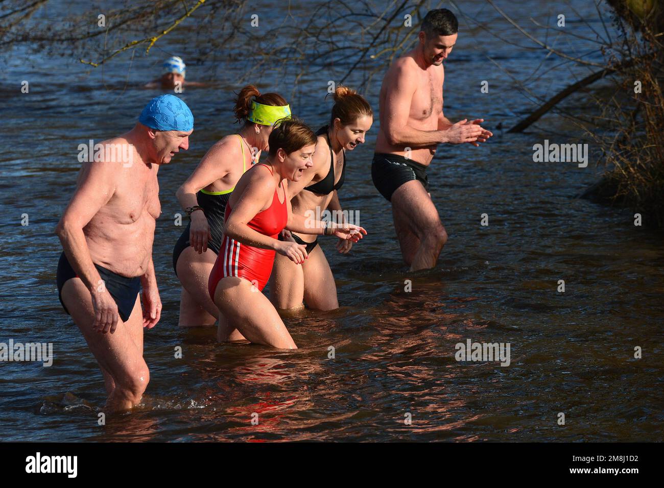 Mlada Boleslav, Czech Republic. 14th Jan, 2023. Swimmers take part in the traditional January ...