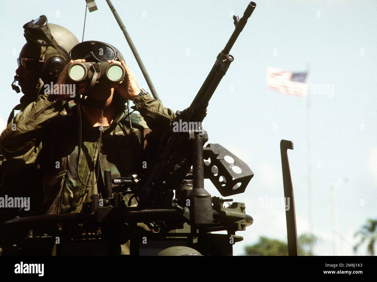 A close up of a US Marine from the 2nd Light Armored Infantry Battalion ...