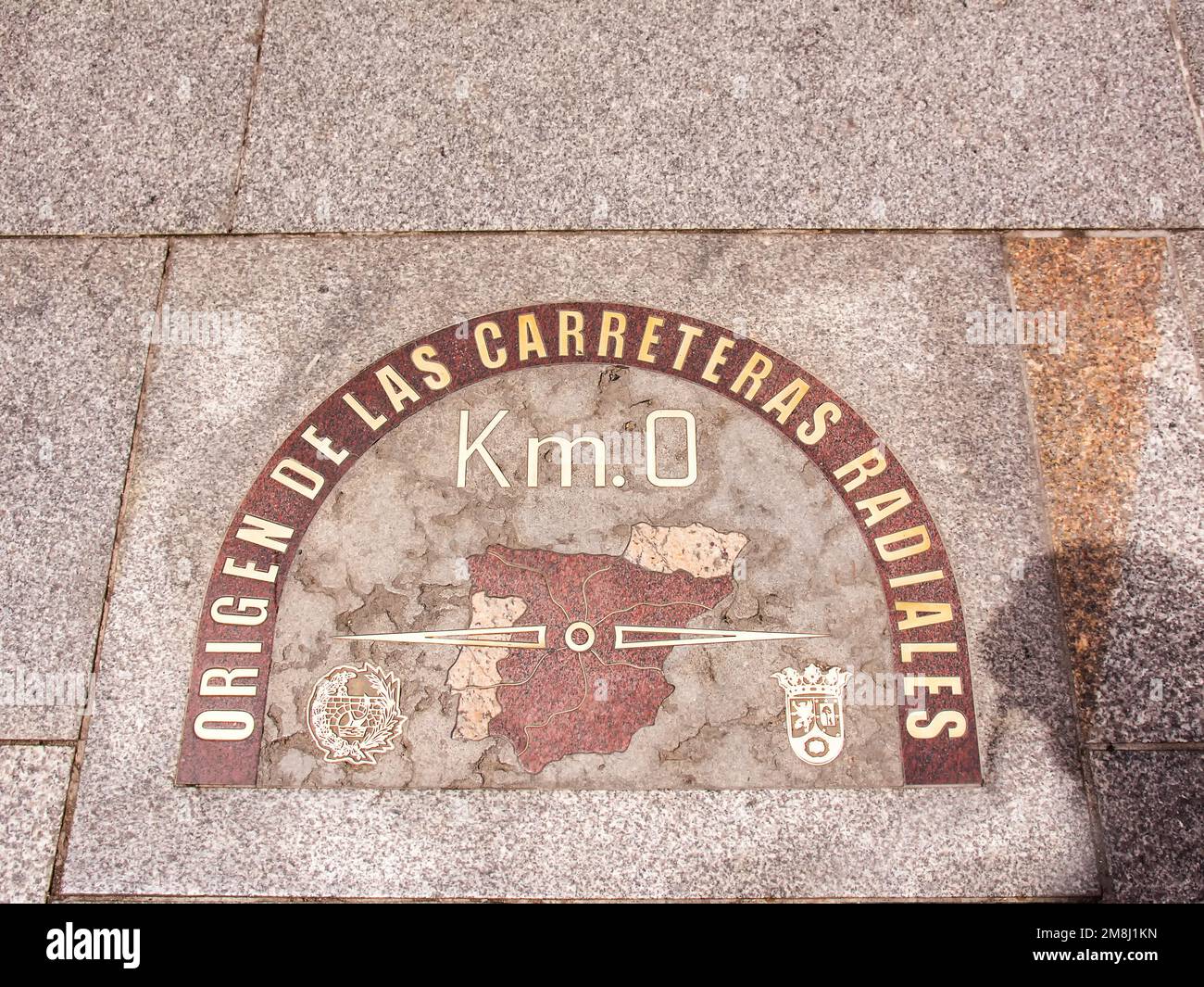Madrid, Spain - June 20, 2022: Brick of kilometer zero in square of ...