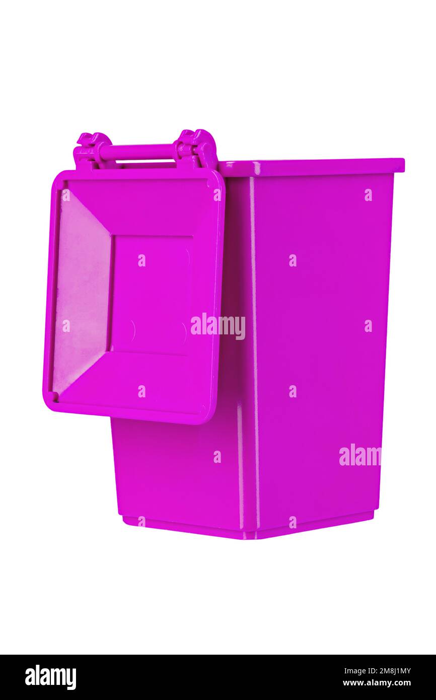 A new unbox pink large plastic bin isolated on white background ...
