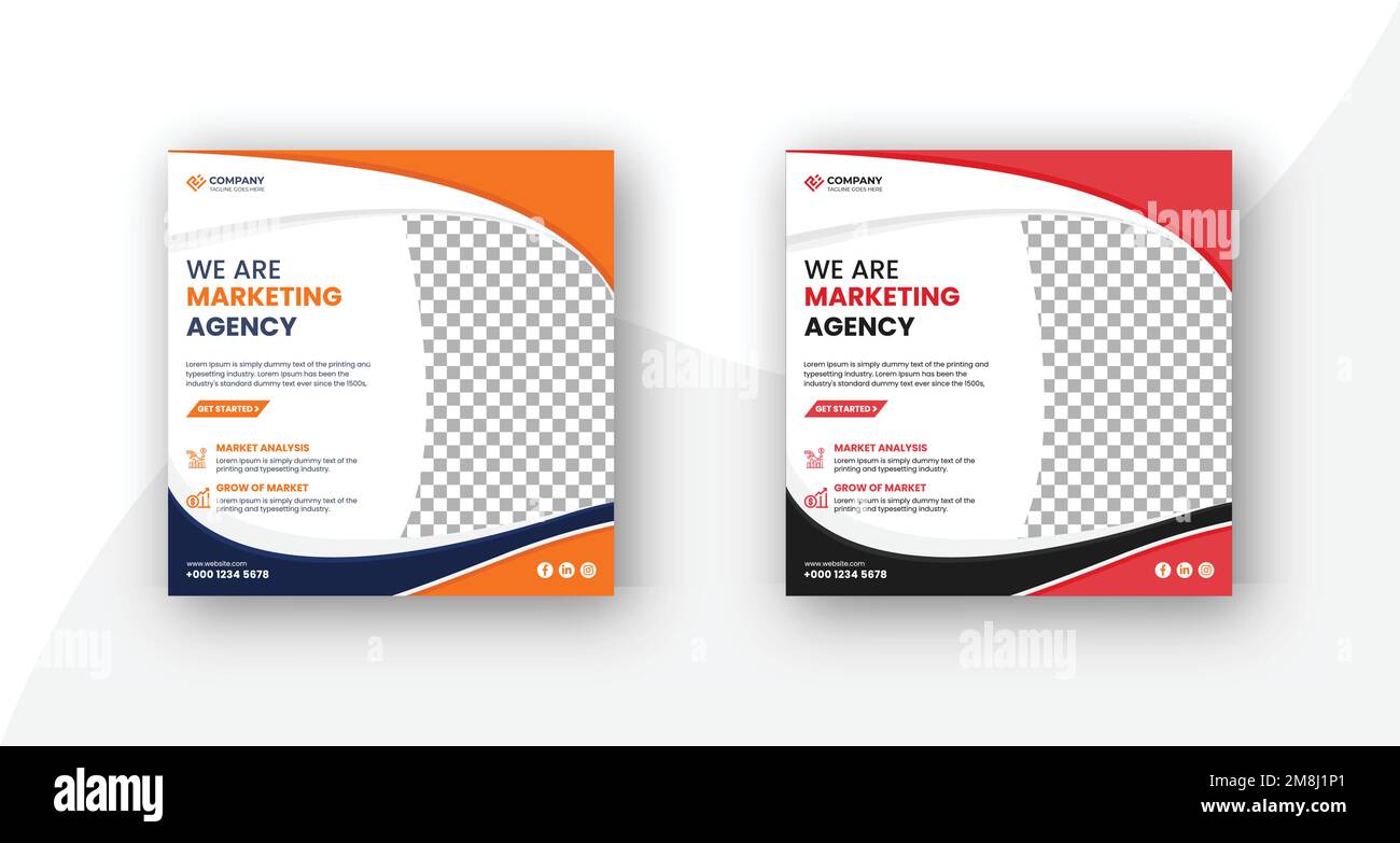 A social media post template design on the white background, corporate ...