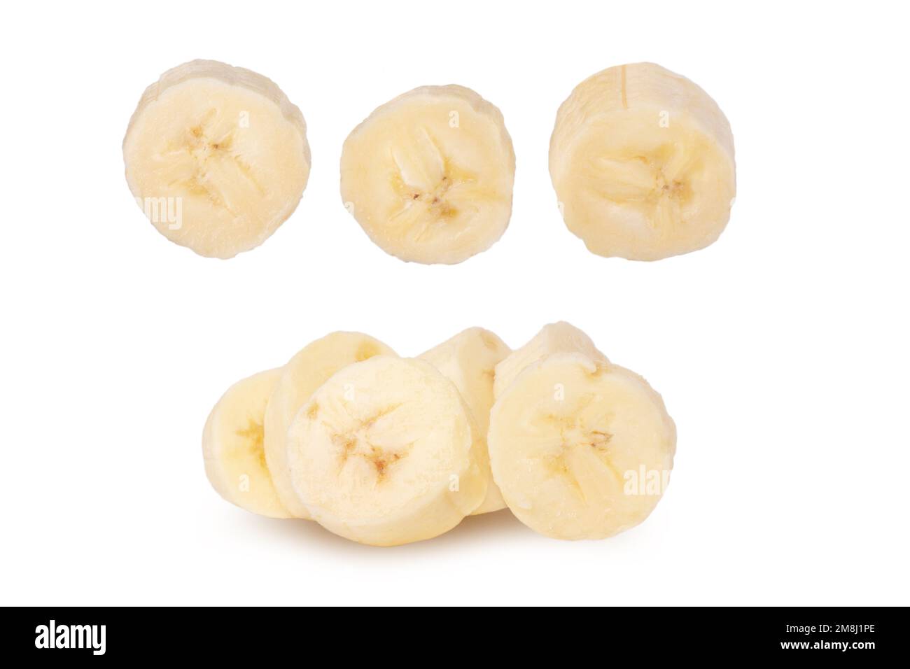 Fresh raw banana cut into pieces. Isolated on white background Stock ...