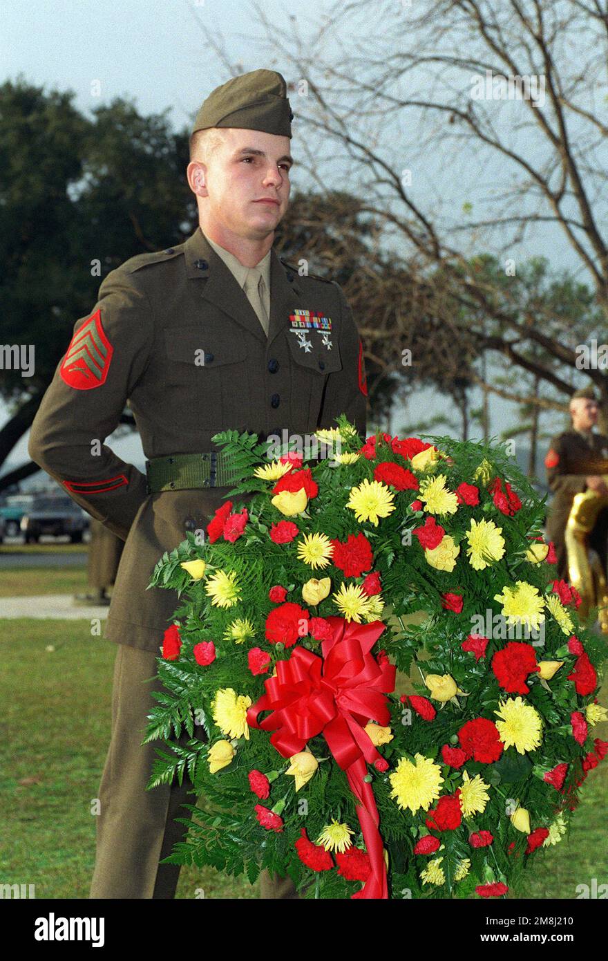 SGT. B. A. Ledfors of 1ST Battalion, 2nd Marines Bravo Company, stands ...