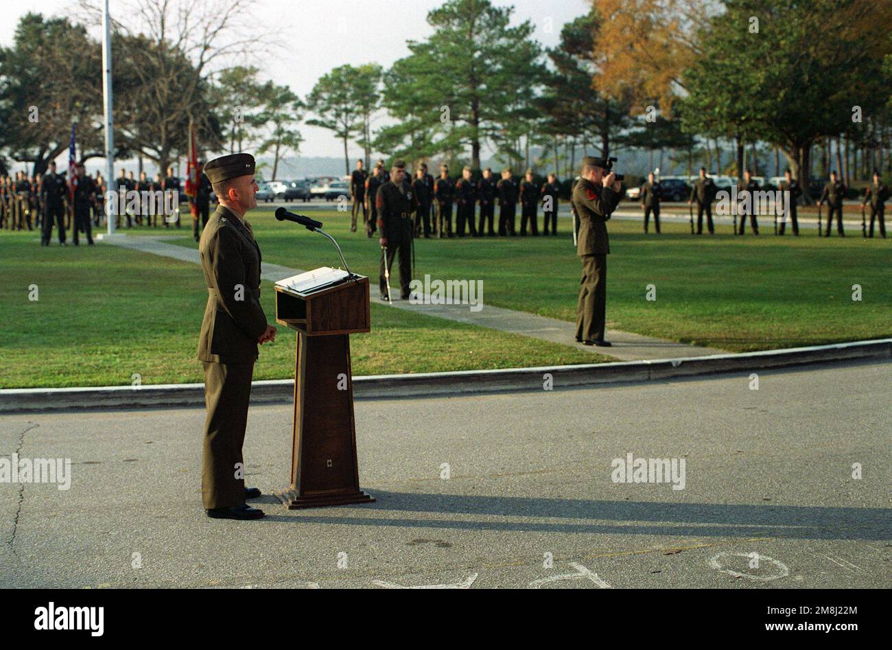 MAJ. GEN. R.I. Neal, Commanding General, 2nd Marine Division, addresses ...