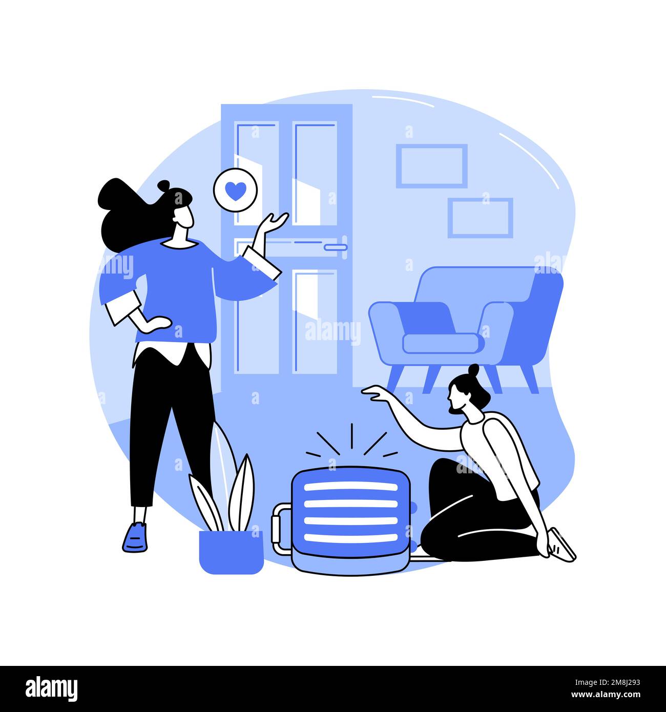 Overpacking isolated cartoon vector illustrations. Happy couple packing ...