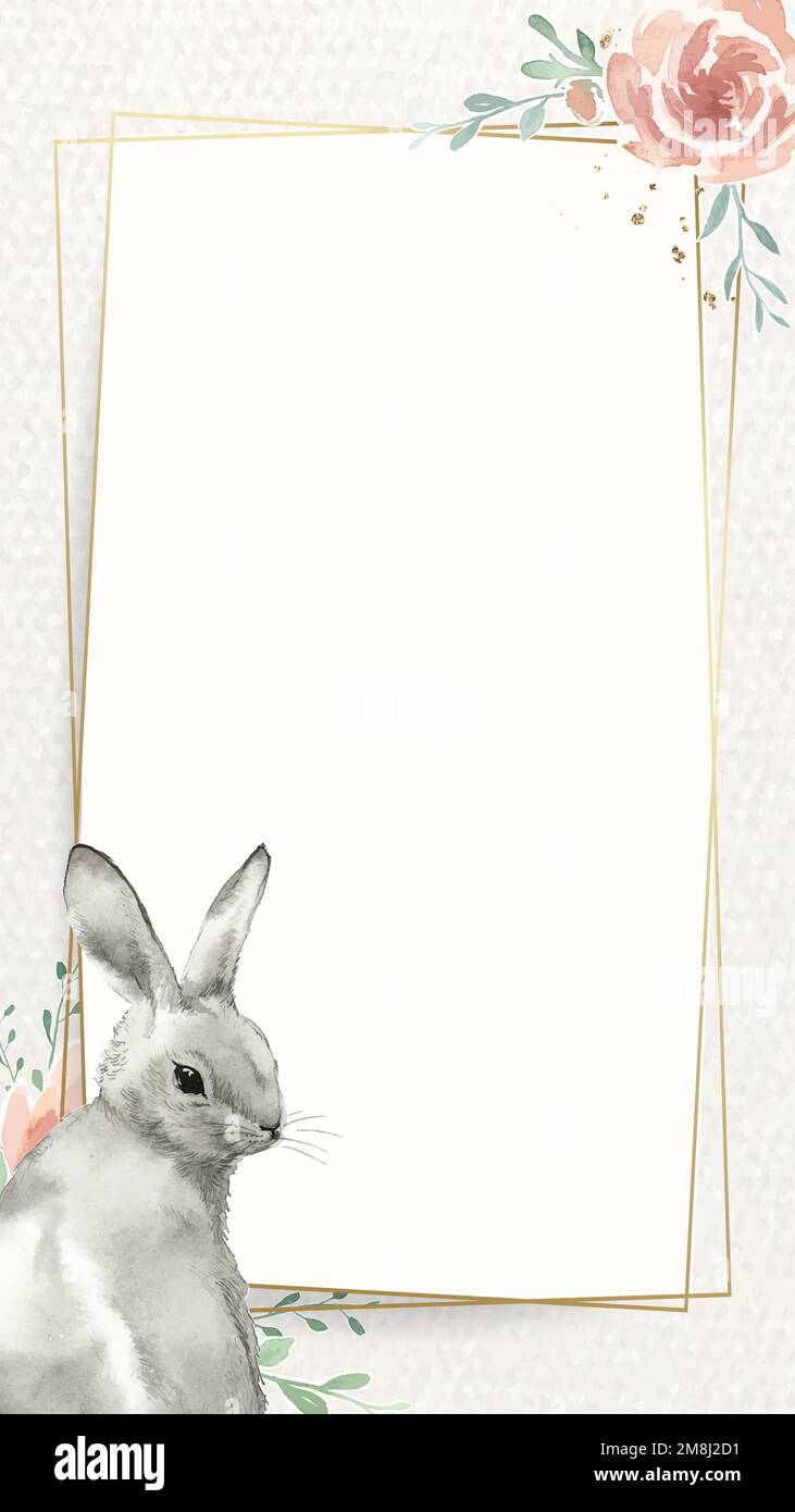 Bunny and flower Easter frame vector Stock Vector Image & Art - Alamy