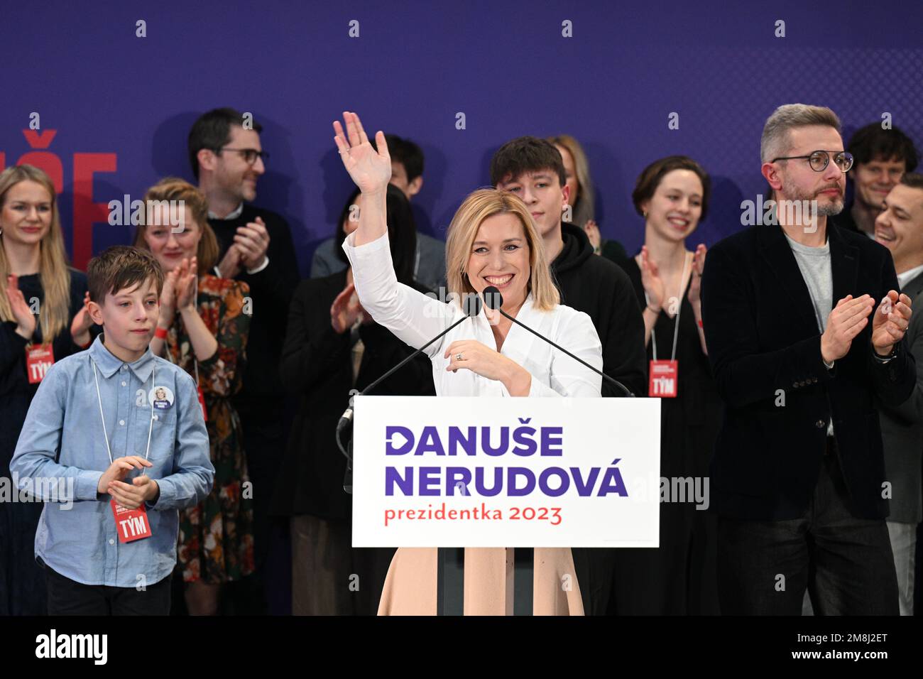 Prague, Czech Republic. 14th Jan, 2023. Danuse Nerudova and her husband ...