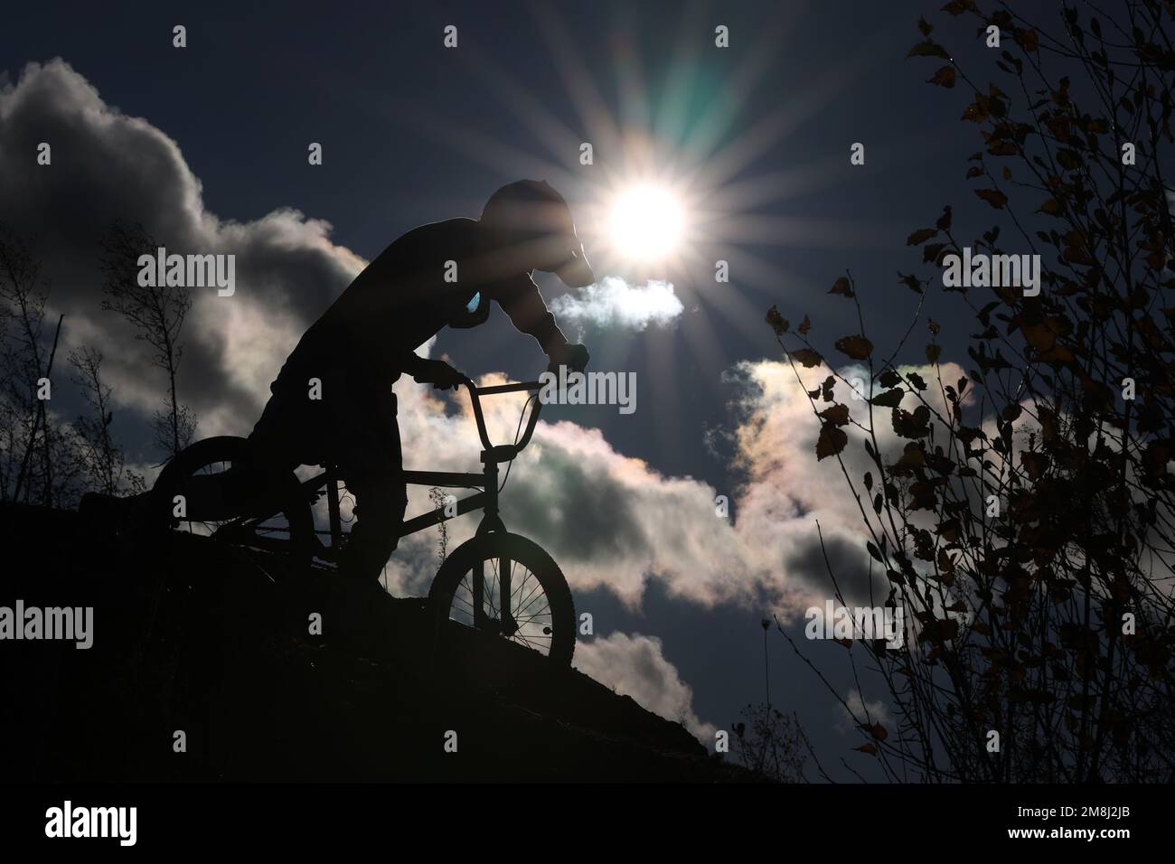 Mountain bike riders in action at a BMX and pump track near Fleet in ...
