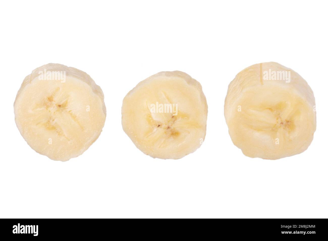 Fresh raw banana cut into pieces. Isolated on white background Stock ...