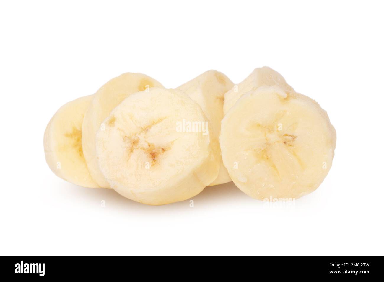 Fresh raw banana cut into pieces. Isolated on white background Stock ...