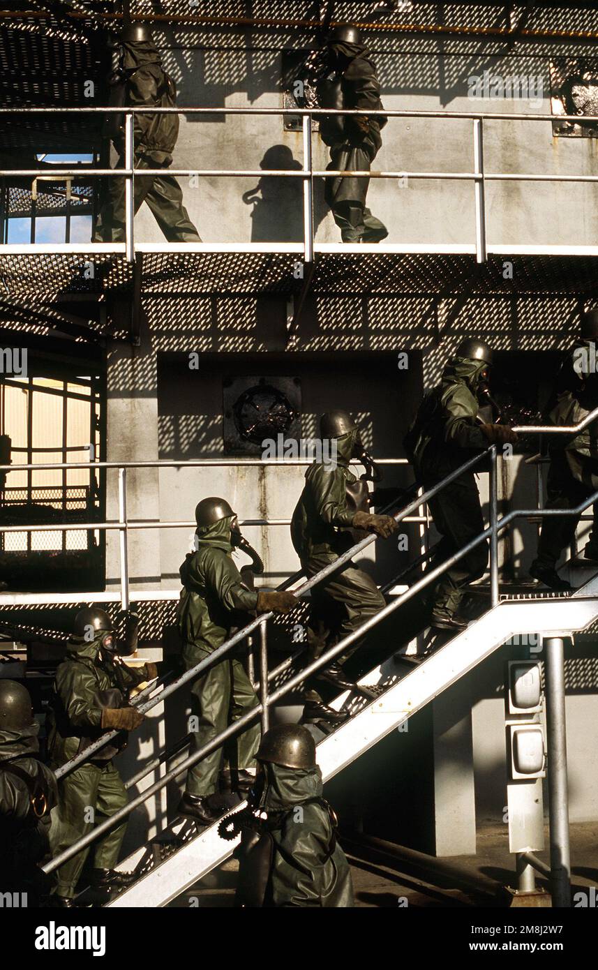 A-4 oxygen breathing apparatus (OBA) equipped fire fighting students ...