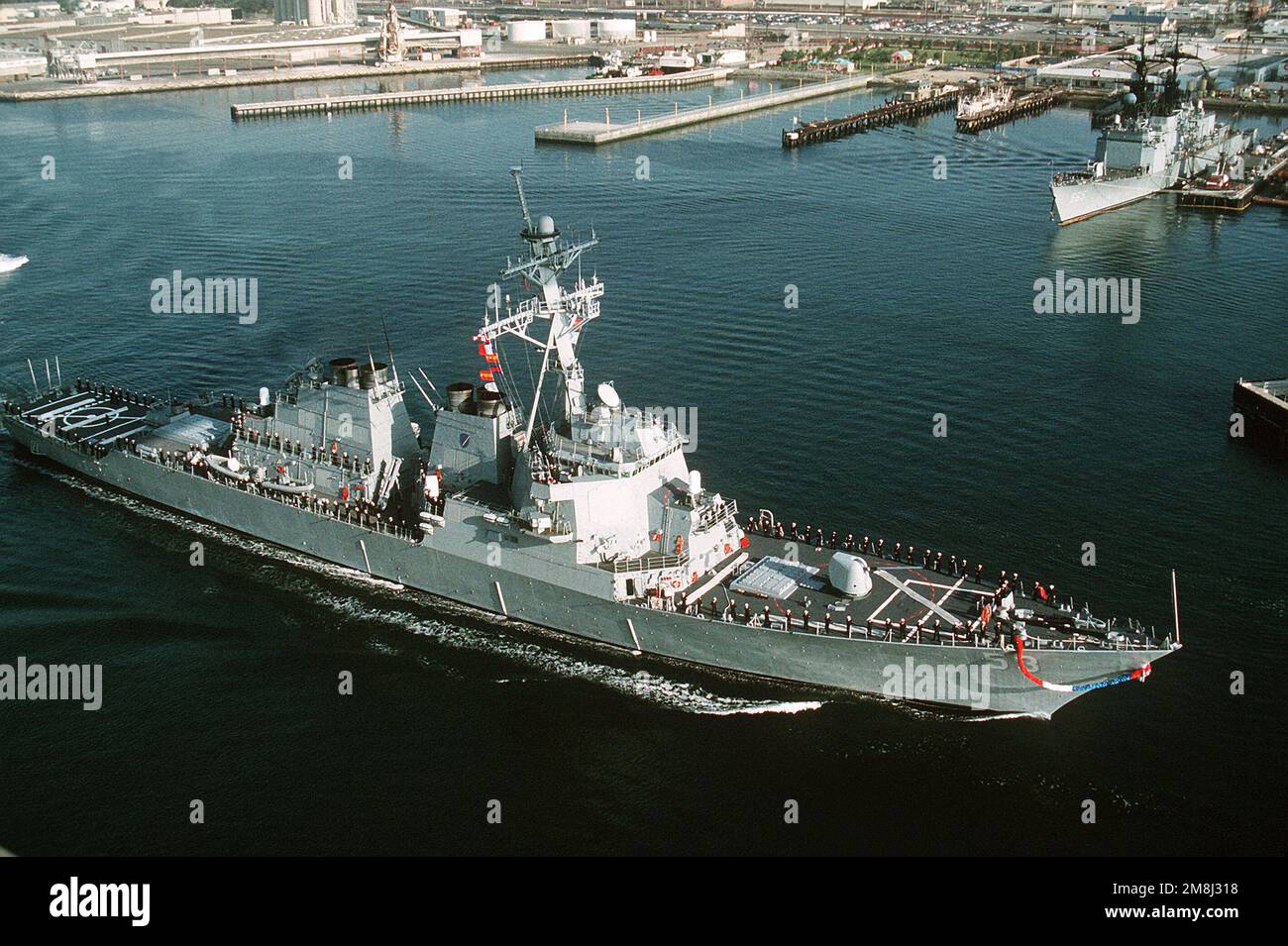 The guided missile destroyer USS JOHN PAUL JONES (DDG-53) enters San ...