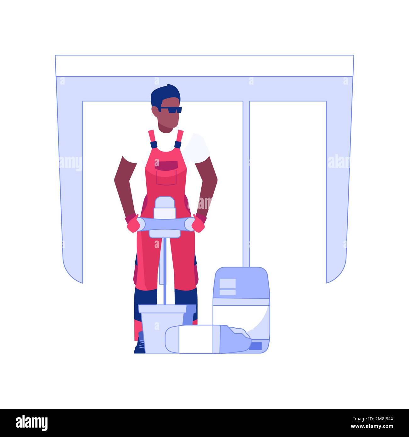 Prepare tile adhesive isolated concept vector illustration. Contractor ...