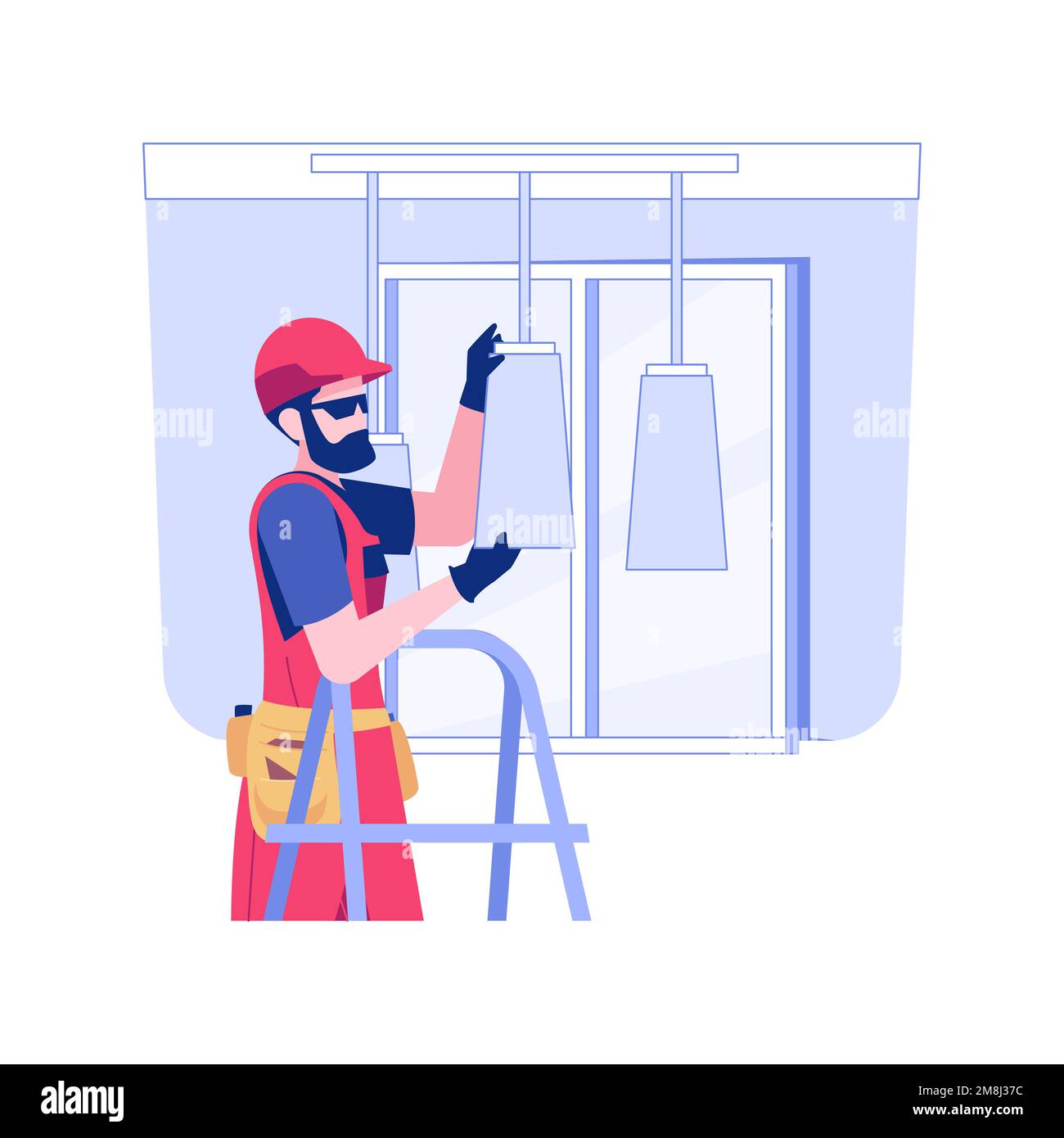 Lighting Installation Isolated Concept Vector Illustration Domestic Electrician Installing