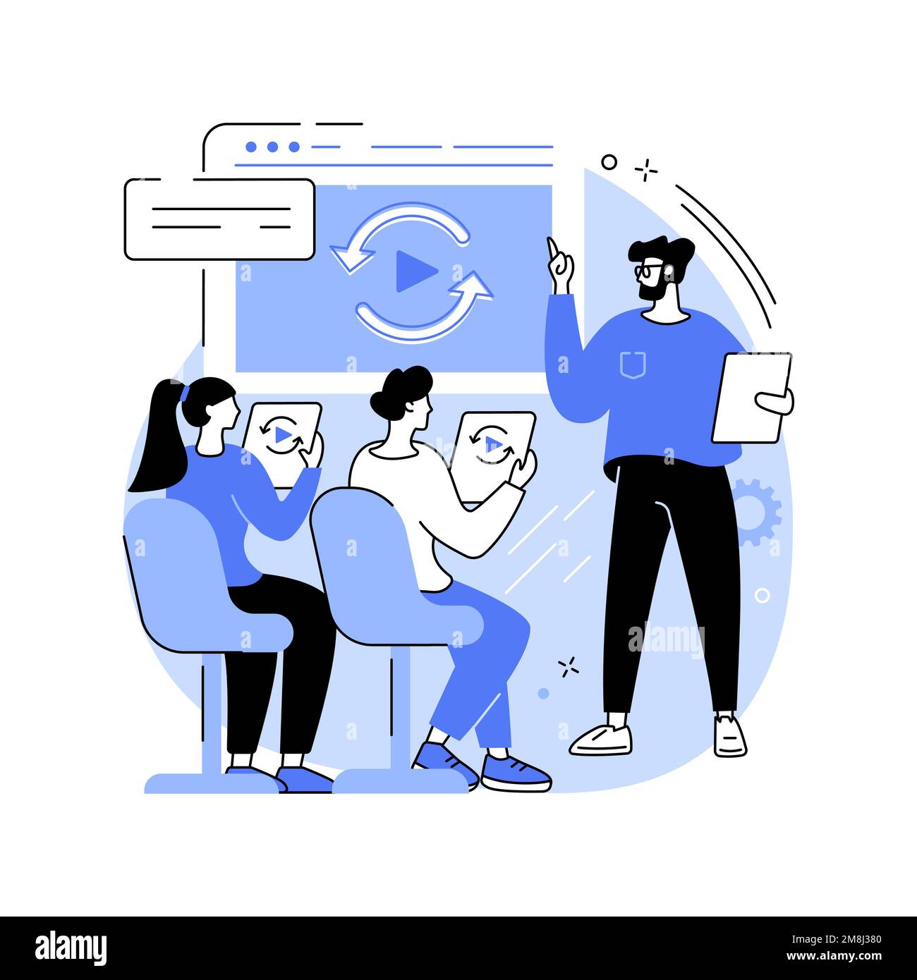 Synchronized access isolated cartoon vector illustrations. Group of ...