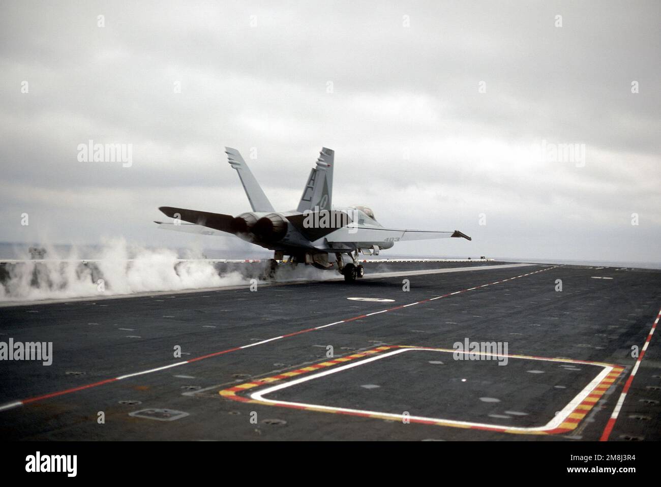 An F/A-18 Hornet aircraft of Strike Fighter Squadron One-Zero-Five (VFA ...