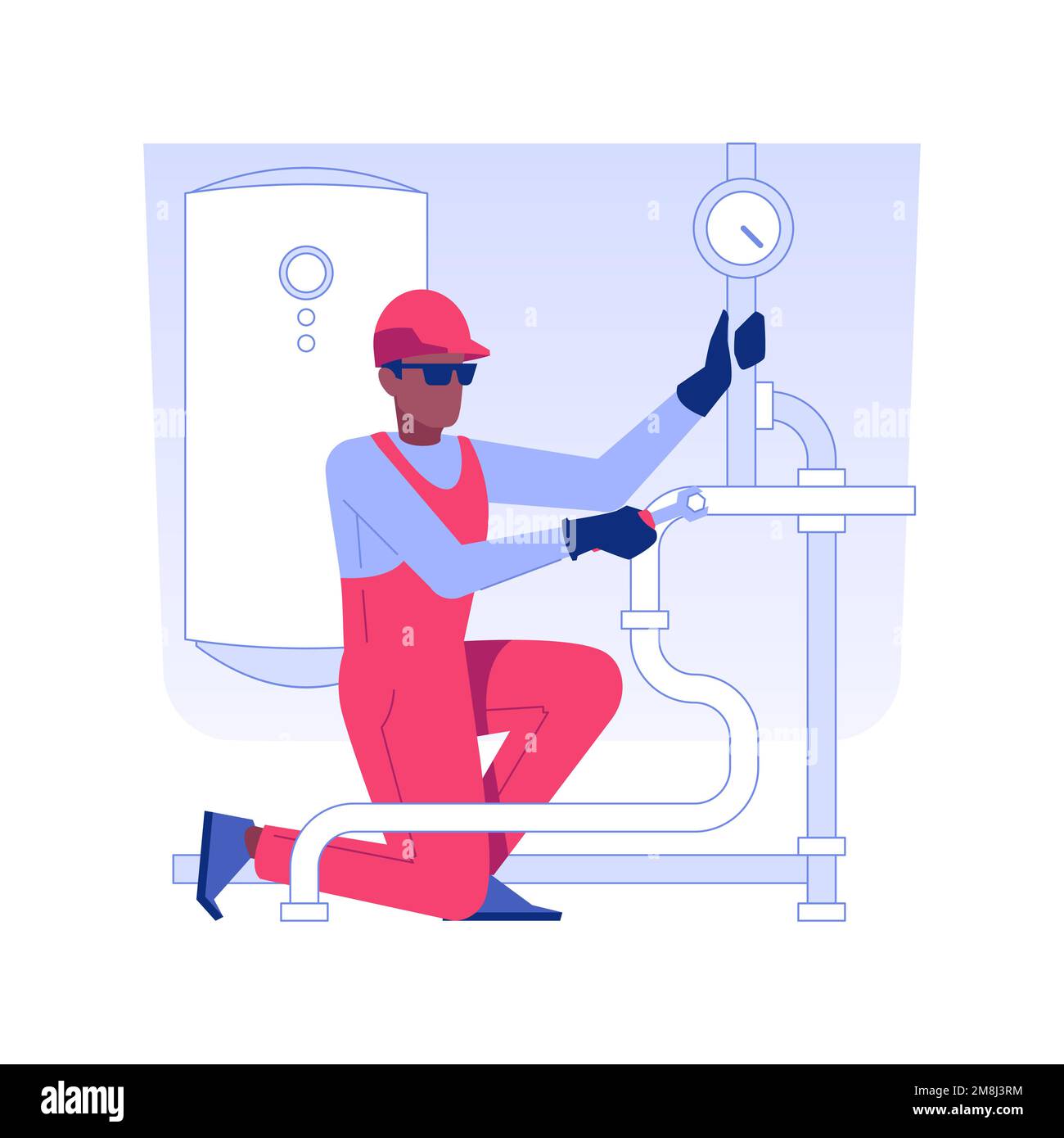 Installing plumbing fixtures isolated concept vector illustration ...