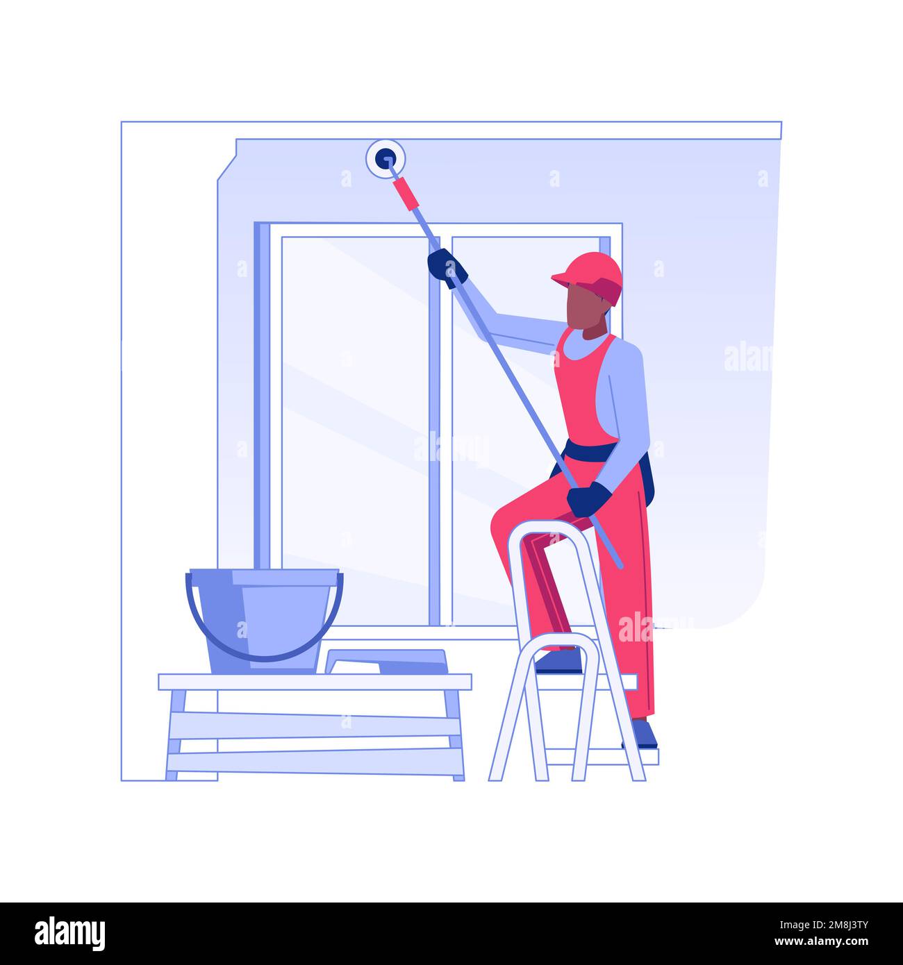 Professional wall painting isolated concept vector illustration ...