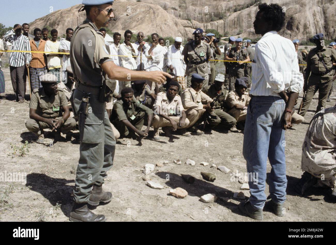A demonstration in ordnance disposal is conducted by French soldiers ...