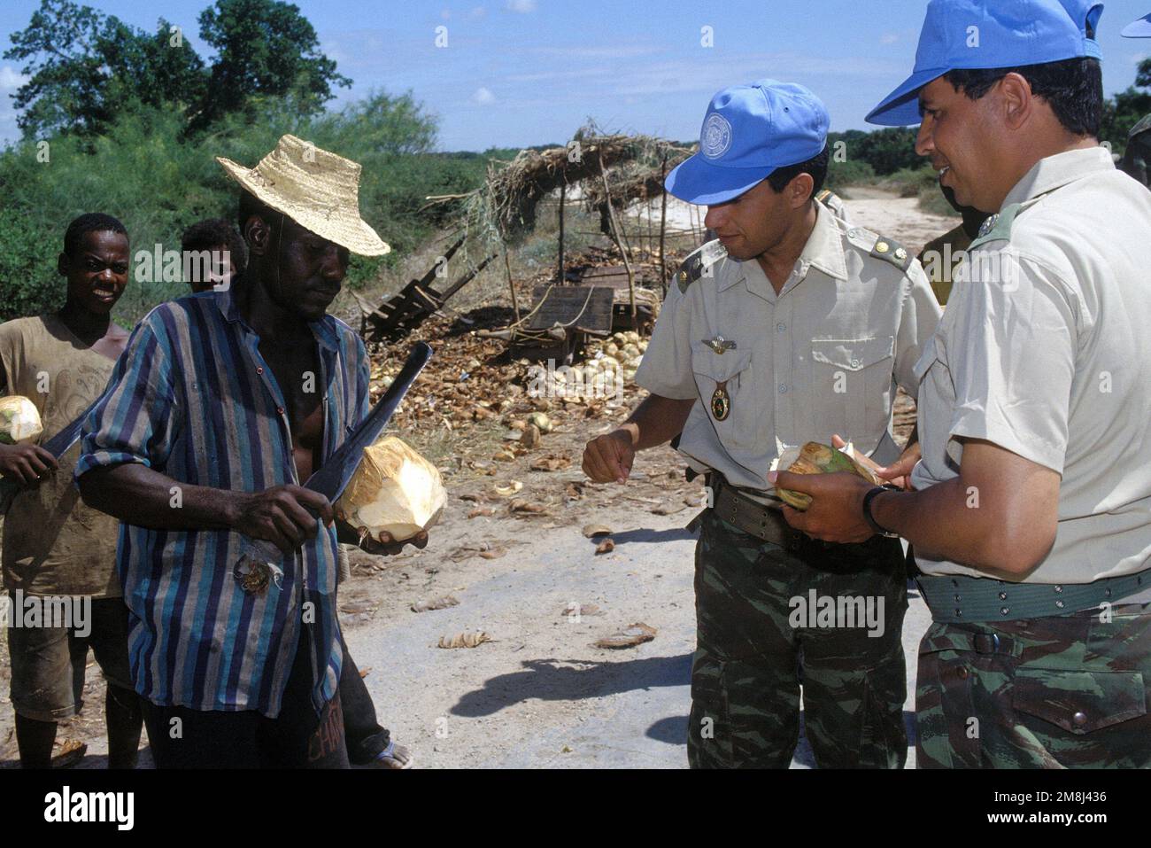 At a roadside checkpoint where Moroccan soldiers search Somali vehicles ...