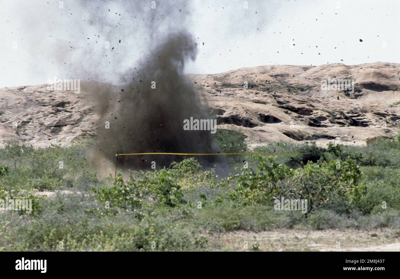 Smoke rises from the detonation of two rocket propelled grenade rounds ...