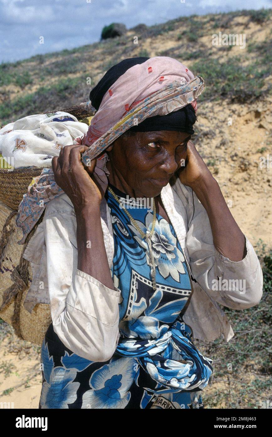 A Somali woman passes through a Moroccan checkpoint near the city of ...
