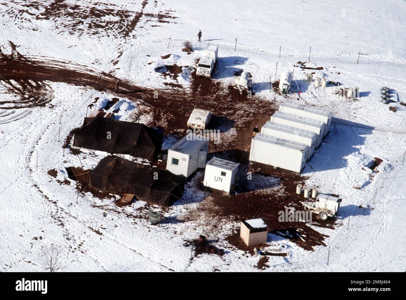 A view from the air showing the layout of Observation Post 57 on a ...
