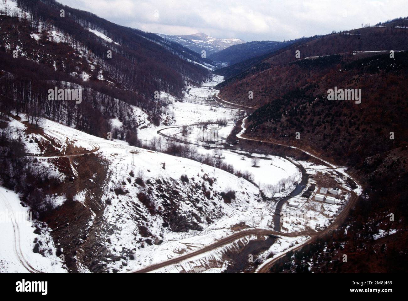 A view from the air looking down in the valley showing the location of ...